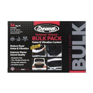 ﻿dynamat xtreme sound deadening car insulation bulk pack – noise dampening kit for floor, doors, panels, hood, engine or trunk – easy self adhesive install – 9 sheets 18”x32” each, 36 sq ft total