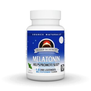 source naturals melatonin, helps promote sleep*, 1 mg - 200 peppermint flavored lozenges