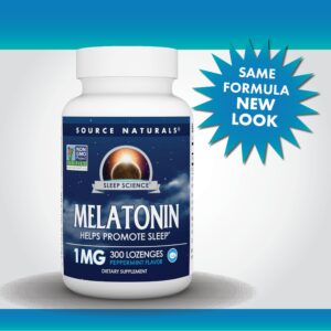 Source Naturals Melatonin Helps Promote Sleep* 1 mg - 300 Peppermint Flavored Lozenges