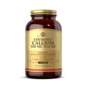 solgar chewable calcium 500 mg - 120 wafers - promotes musculoskeletal health - non-gmo, vegan, gluten, wheat & dairy free, kosher - 60 servings