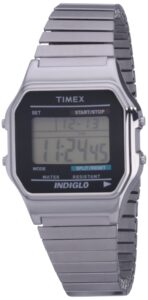 timex men's t78582 classic digital silver-tone extra-long stainless steel expansion band watch