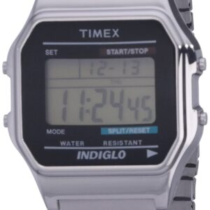 Timex Men's T78582 Classic Digital Silver-Tone Extra-Long Stainless Steel Expansion Band Watch