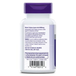 Natrol Alpha Lipoic Acid Capsules, Antioxidant Protection, ALA, Helps Protect Against Cellular Oxidation and Age-Related Damage, Whole Body Cell Rejuvenation, 300mg, 50 Count