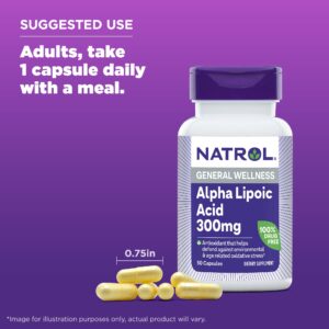 Natrol Alpha Lipoic Acid Capsules, Antioxidant Protection, ALA, Helps Protect Against Cellular Oxidation and Age-Related Damage, Whole Body Cell Rejuvenation, 300mg, 50 Count