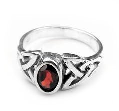 Sterling Silver Celtic Knot Simulated Red Garnet Ring Size 9(Sizes 4,5,6,7,8,9)