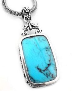 synthetic turquoise blue lapis reversible sterling silver pendant