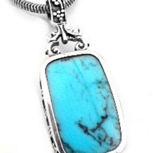 Synthetic Turquoise Blue Lapis Reversible Sterling Silver Pendant