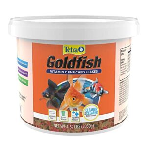 tetra goldfish flakes, nutritionally balanced diet for aquarium fish, vitamin c enriched flakes, 4.52 lbs oz