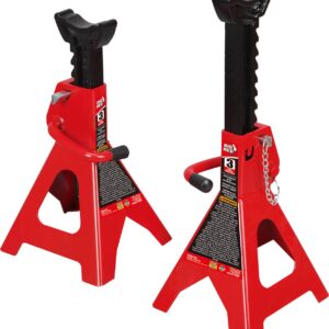 BIG RED T43002A Torin Steel Jack Stands: Double Locking, 3 Ton (6,000 lb) Capacity, Red, 1 Pair