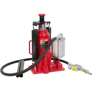 big red ta91206 torin pneumatic air hydraulic bottle jack with manual hand pump, 12 ton (24,000 lb) capacity, red