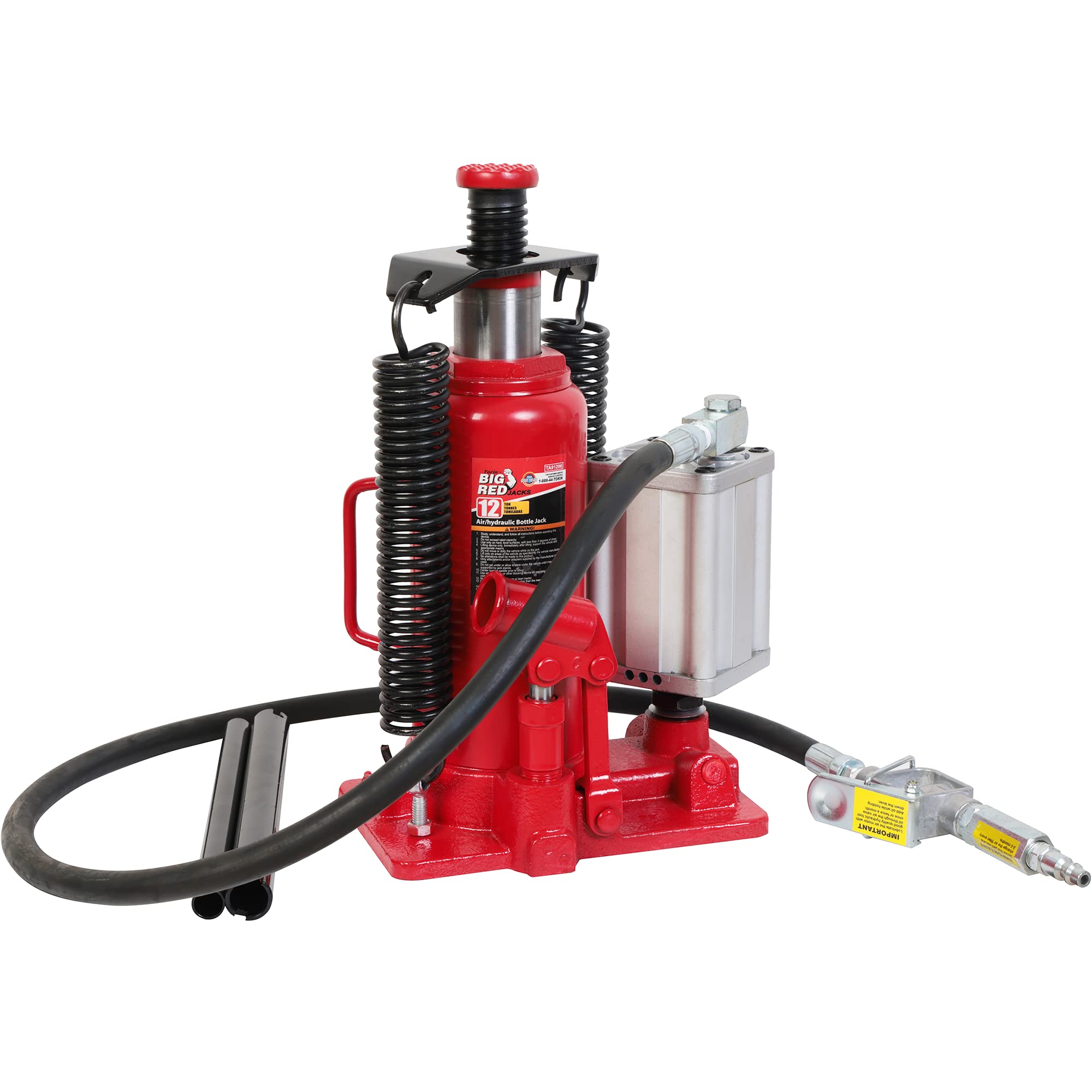 BIG RED TA91206 Torin Pneumatic Air Hydraulic Bottle Jack with Manual Hand Pump, 12 Ton (24,000 lb) Capacity, Red