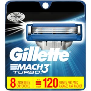 gillette mach3 turbo men's razor blade refills, 8 count