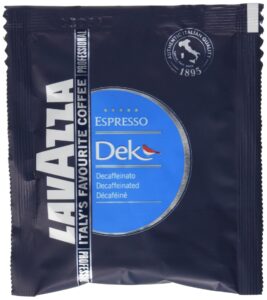 40 lavazza dek decaf espresso pods in bulk packaging