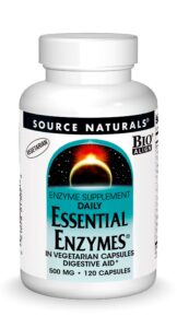 source naturals essential enzymes 500mg bio-aligned multiple enzyme supplement herbal defense for digestion, gas, constipation & bloating relief - supports immune system* - 120 vegetarian capsules