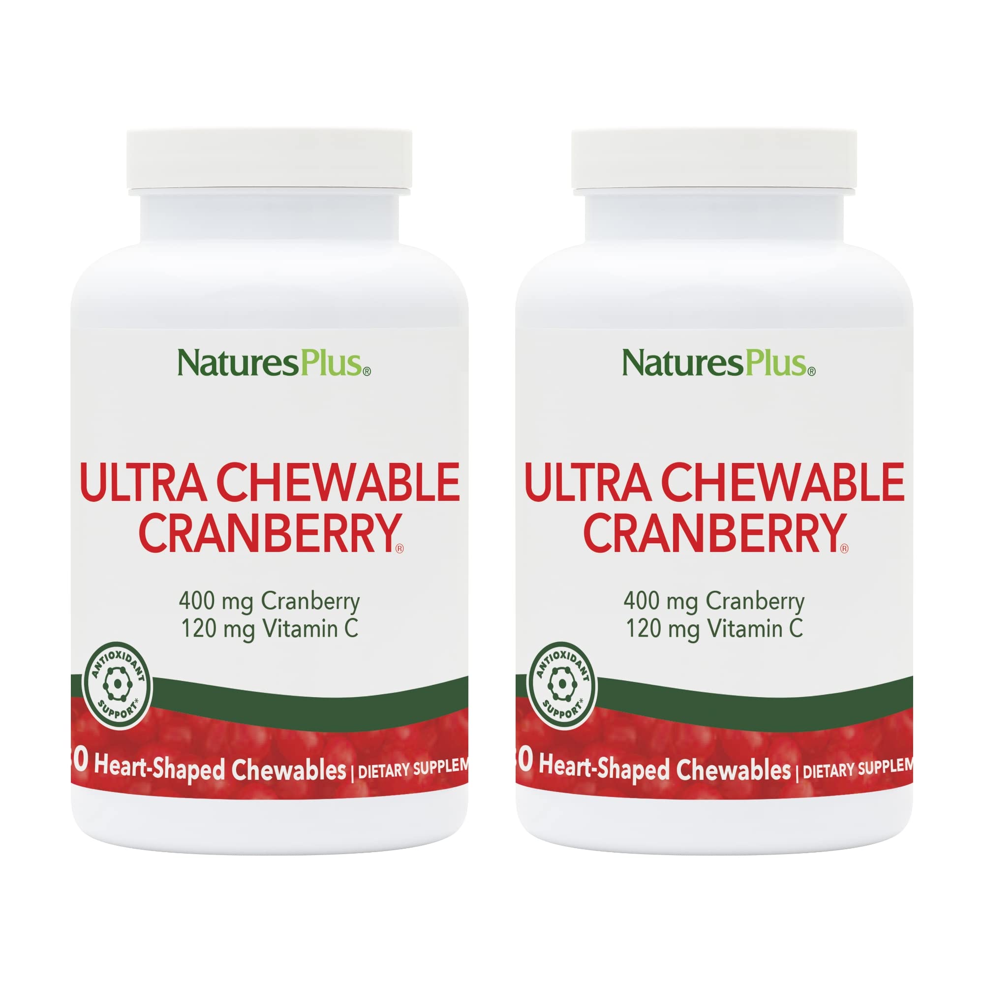 Natures Plus Ultra Chewable Cranberry Love Berries - 400 mg, 180 Vegetarian Tablets - Natural Cranberry Supplement, Promotes Urinary Tract Health - Non-GMO, Gluten-Free - 90 Servings