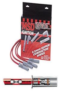 msd 31239 super conductor spark plug wire set 8 cyl 90° plug, socket/hei cap