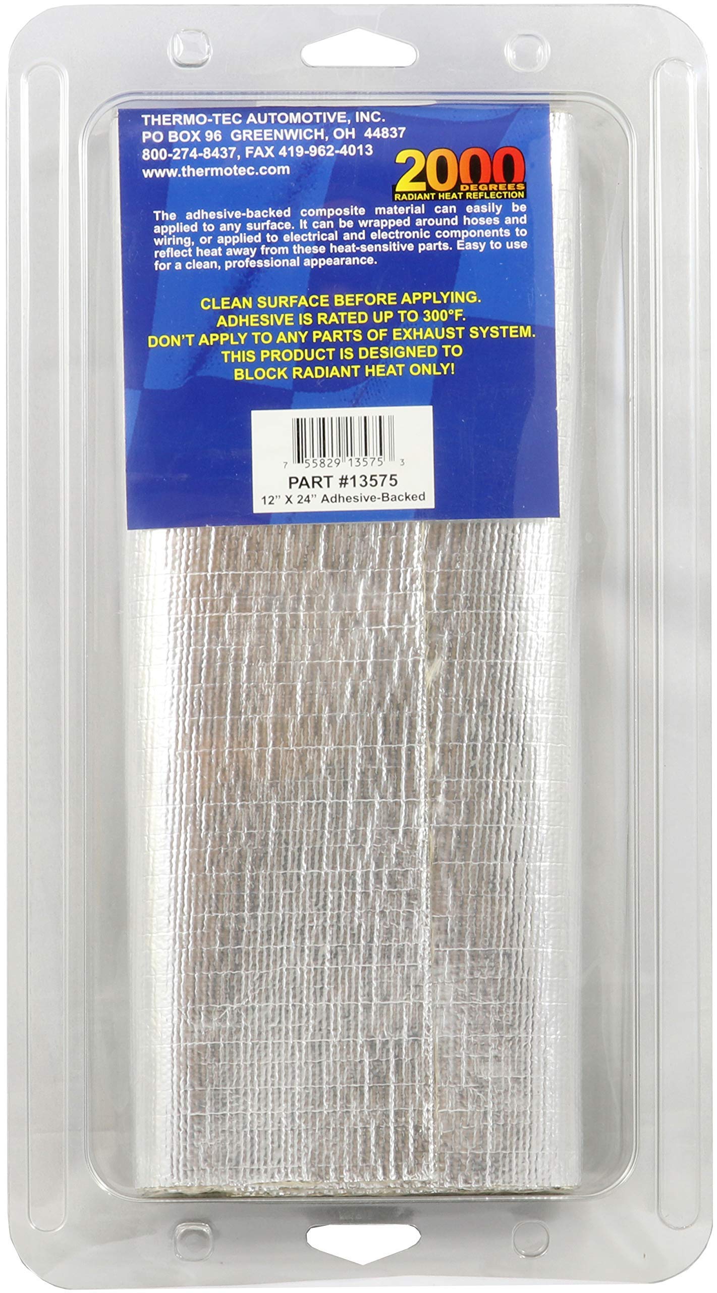 Thermo-Tec 13575 Adhesive Backed Aluminized Heat Barrier, 12" x 24"