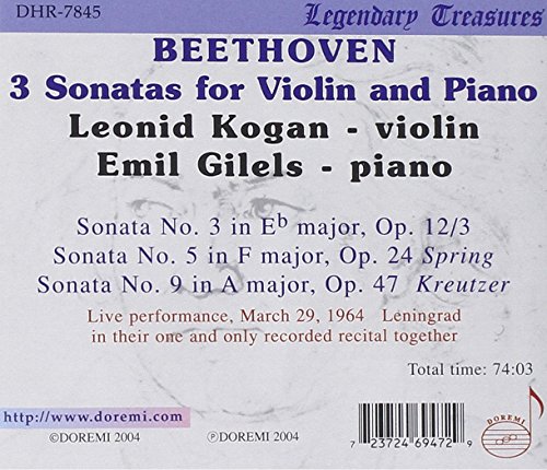 Beethoven: Violin and Piano Sonatas Nos. 3, 5, & 9