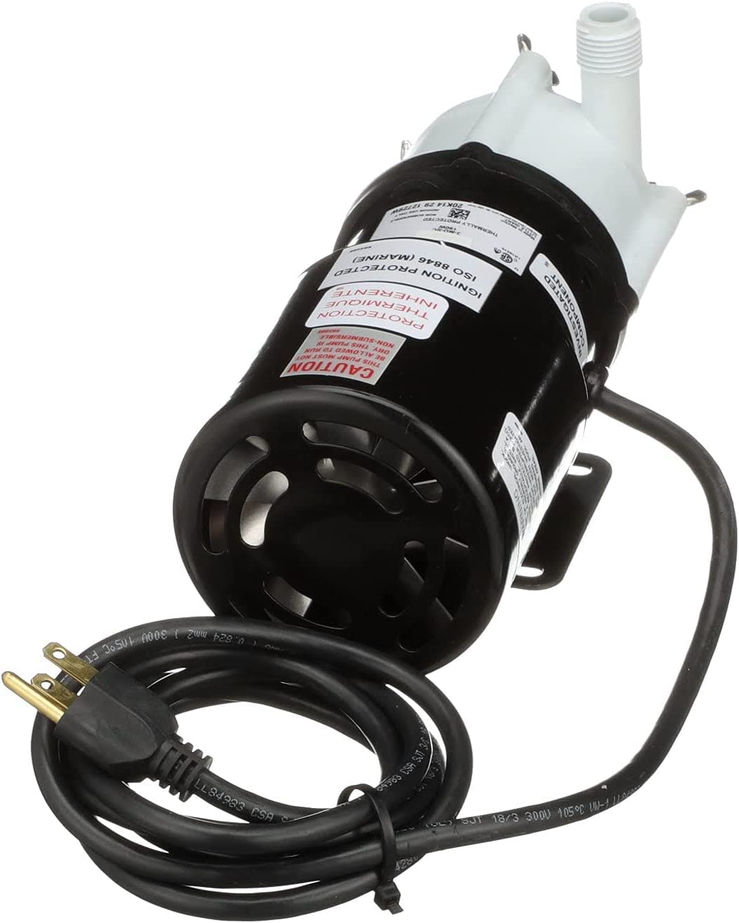 Little Giant 115 Volt, 1/12 HP, 750 GPH 3-MD-SC Semi-Corrosive Chemical Magnetic Drive Pump, 6-Foot Cord with Plug, Black/White, 581503