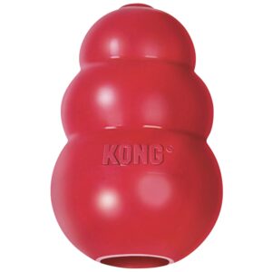 kong classic stuffable dog toy - fetch & chew toy for dogs - treat-filling capabilities & erratic bounce for extended play time - durable natural rubber material - for large dogs