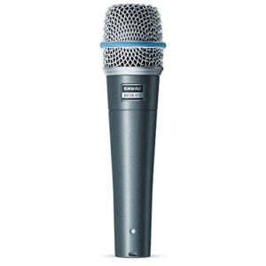 shure beta 57a instrument microphone - supercardioid dynamic mic for vocal and instrumental applications with high output neodymium element, durable steel mesh grille and shock mount