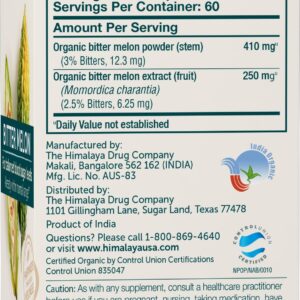 Himalaya Organic Bitter Melon for Glucose Metabolism, 660 mg, 60 Caplets, 1 Month Supply