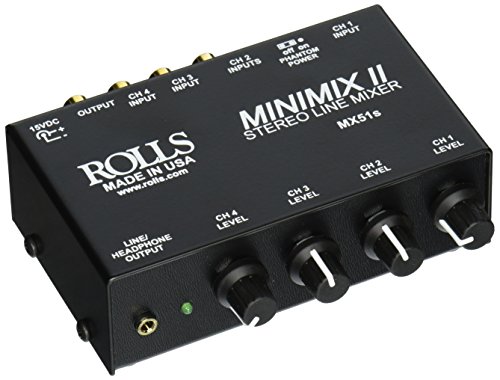 Rolls MX51S Mini Mix 2 Four-Channel Stereo Line Mixer Black