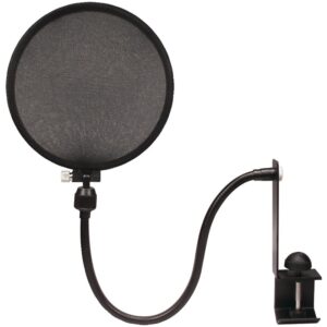 nady mpf-6 6-inch clamp on microphone pop filter with flexible gooseneck and metal stabilizing arm