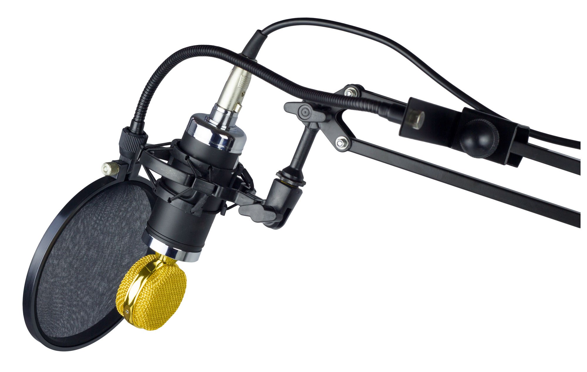 Nady MPF-6 6-Inch Clamp On Microphone Pop Filter with Flexible Gooseneck and Metal Stabilizing Arm