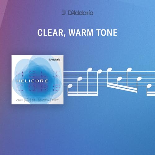 D'Addario Orchestral - Helicore 4/4 Size Violin Strings Set with Plain Steel E String - H310 4/4M - Full Set - Medium Tension