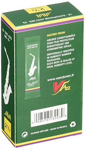 Vandoren SR2625 Alto Sax JAVA Reeds Strength 2.5; Box of 10