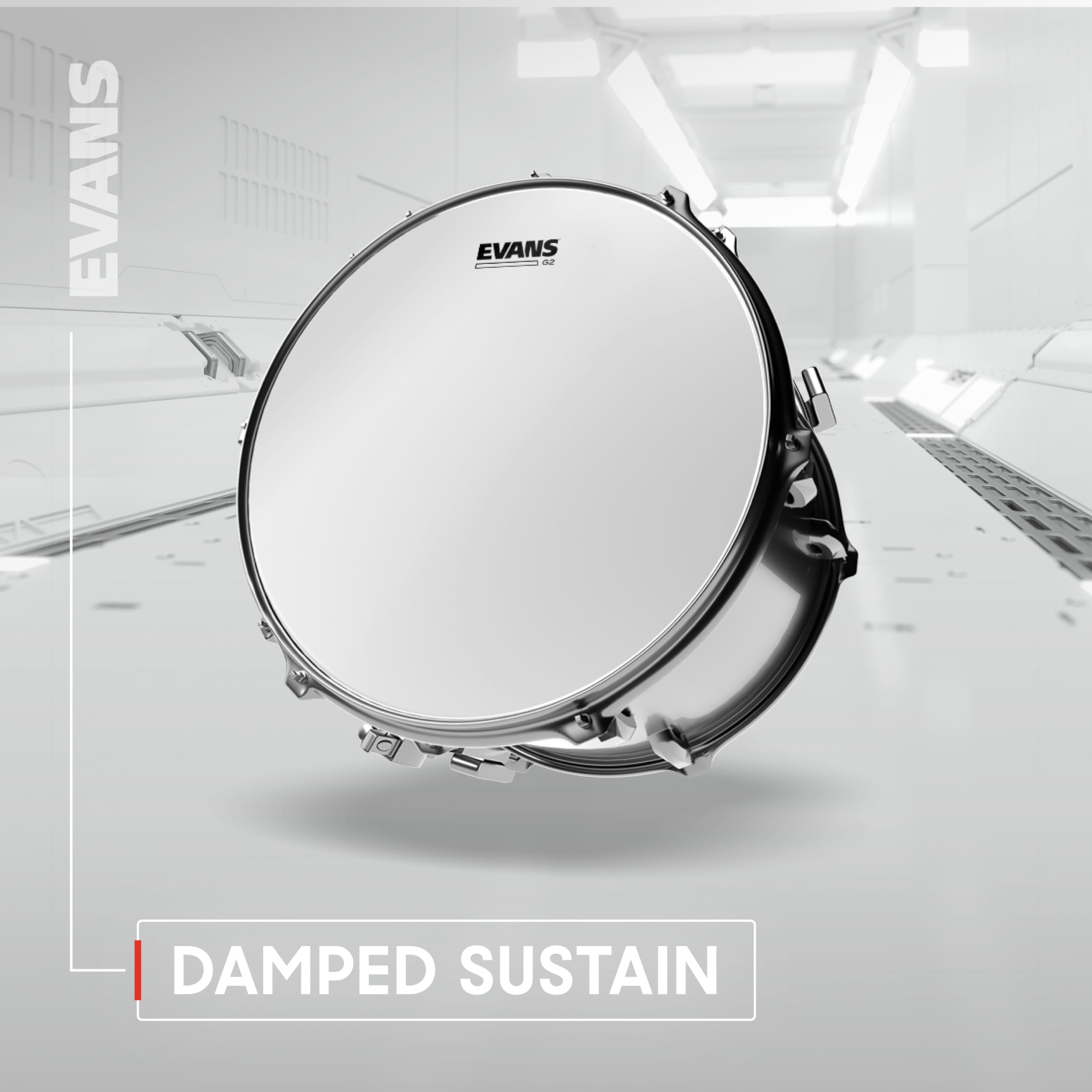 Evans Drum Heads - Hydraulic Red Tom Drumhead, 15 Inch , White