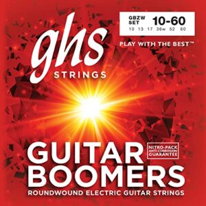 ghs strings gbzw boomers, nickel-plated electric guitar strings, heavyweight (.010-.060)