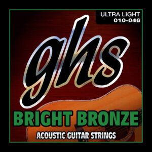 ghs strings bb10u bright bronze, 80/20 copper-zinc alloy, acoustic guitar strings, ultra light (.010-.046)