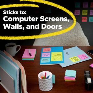 Post-it Super Sticky Notes, 4x4 in, 6 Pads, 2x the Sticking Power, Playful Primaries, Primary Colors (Red, Yellow, Green, Blue, Purple), Recyclable (6445-SSP)