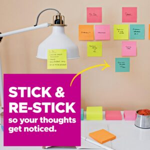 Post-it Super Sticky Notes, 4x4 in, 6 Pads, 2x the Sticking Power, Playful Primaries, Primary Colors (Red, Yellow, Green, Blue, Purple), Recyclable (6445-SSP)