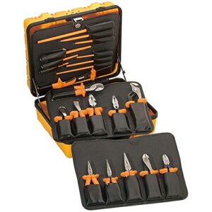 klein tools 33527 general purpose insulated tool kit, 1000-volt rated, comes in custom 3-pallet lockable case, 22-piece