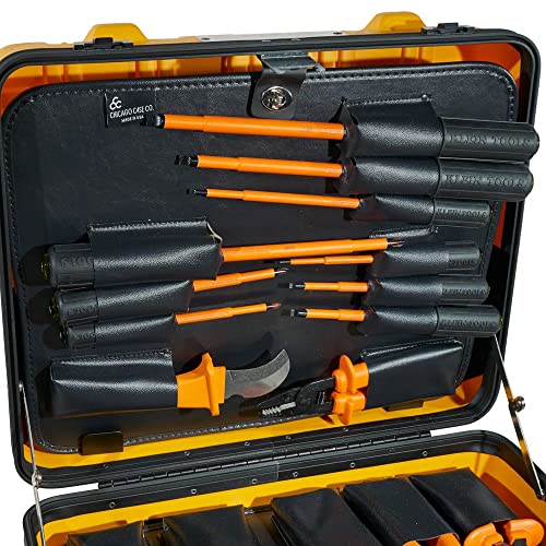 Klein Tools 33527 General Purpose Insulated Tool Kit, 1000-Volt Rated, Comes in Custom 3-Pallet Lockable Case, 22-Piece