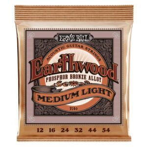 ernie ball earthwood medium light phosphor bronze acoustic guitar strings, 12-54 gauge (p02146)