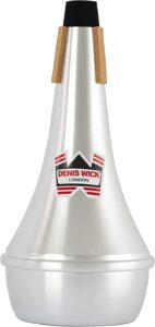 denis wick trombone straight mute dw5505 | metal mute for trombone | mute for low tone register | straight mute for performance | 3.9” x 11.42” x 1.6”