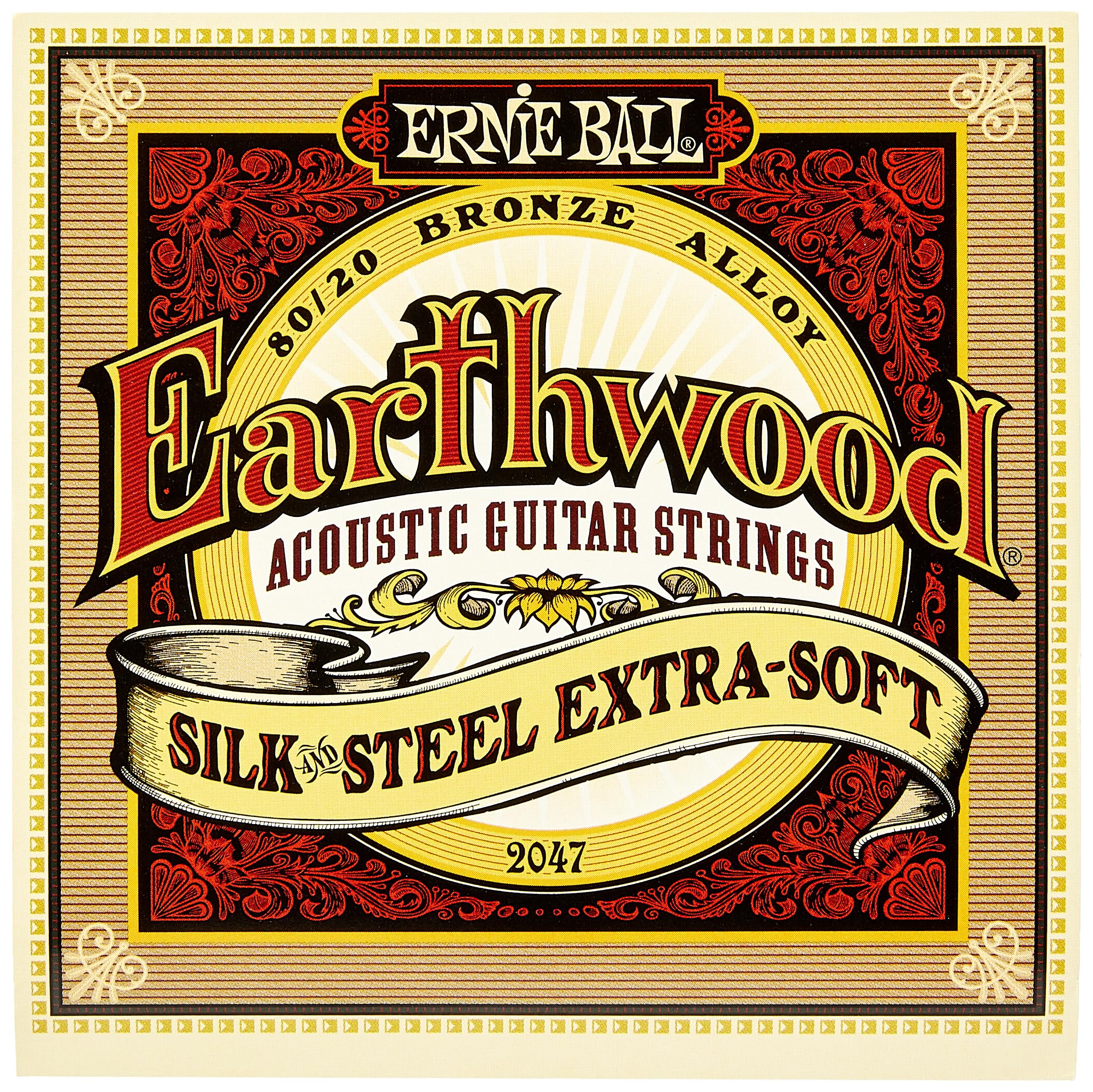 Ernie Ball Earthwood Silk and Steel Extra-Soft Acoustic Guitar Strings, 10-50 Gauge (P02047)