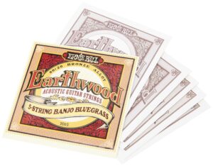 ernie ball earthwood 5-string bluegrass 80/20 bronze banjo strings, 9-20 gauge (p02063)