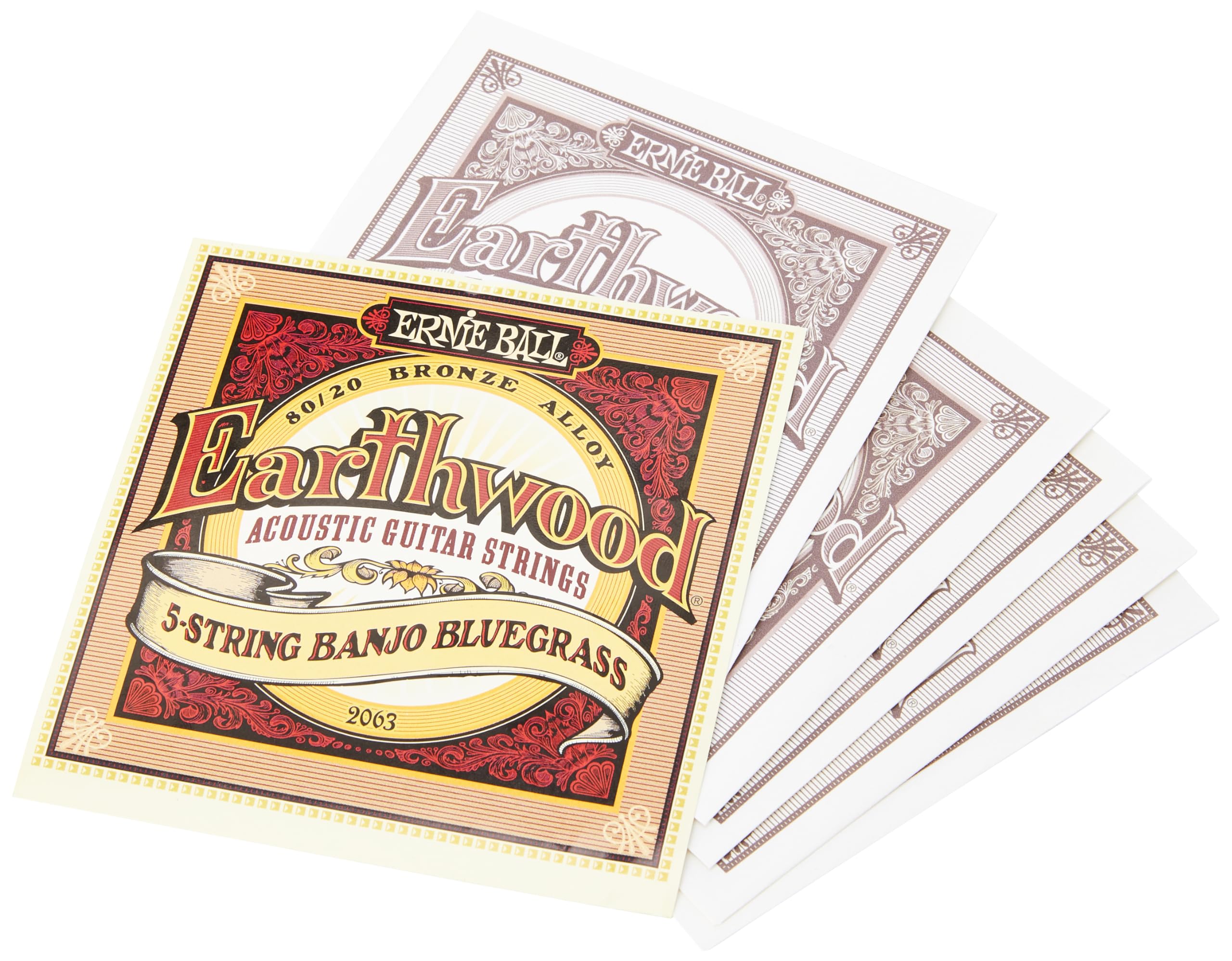 Ernie Ball Earthwood 5-String Bluegrass 80/20 Bronze Banjo Strings, 9-20 Gauge (P02063)