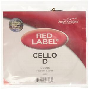 Super Sensitive Red Label 6127 Cello D String, 4/4, 1/2, 1/4, 1/8, 3/4, 4/4