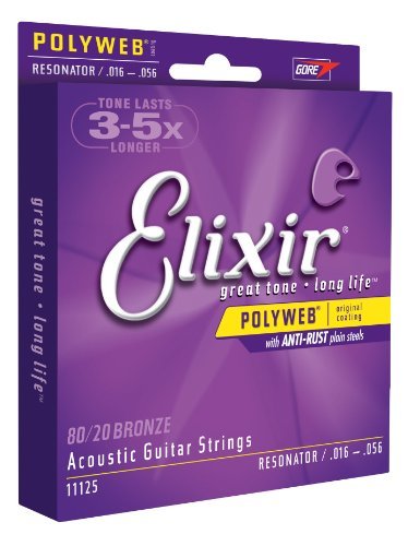 Elixir Strings 80/20 Bronze Resonator Acoustic Guitar Strings w POLYWEB Coating (.016-.056)