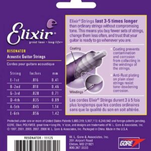 Elixir Strings 80/20 Bronze Resonator Acoustic Guitar Strings w POLYWEB Coating (.016-.056)