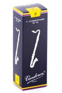 vandoren cr123 bass clarinet traditional reeds strength 3; box of 5