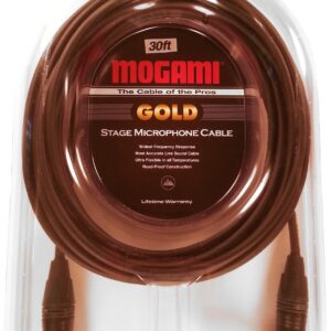 Mogami GOLD STAGE-30 XLR Microphone Cable, XLR-Female to XLR-Male, 3-Pin, Gold Contacts, Straight Connectors, 30 Foot