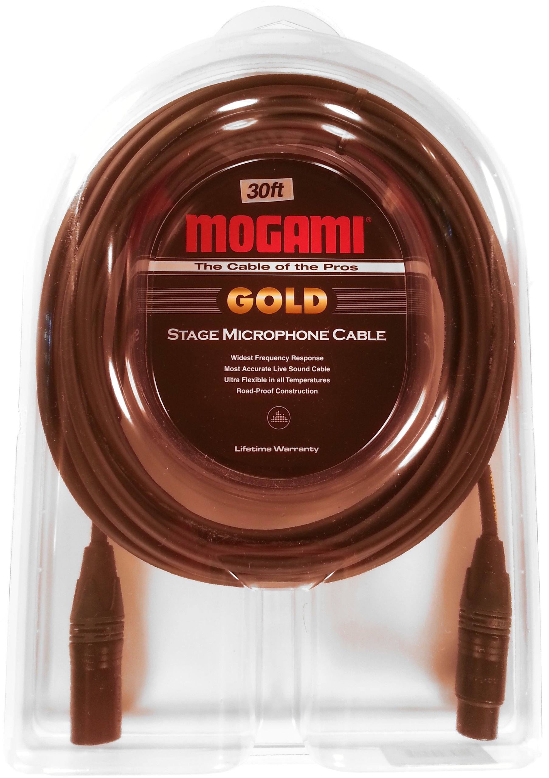 Mogami GOLD STAGE-30 XLR Microphone Cable, XLR-Female to XLR-Male, 3-Pin, Gold Contacts, Straight Connectors, 30 Foot