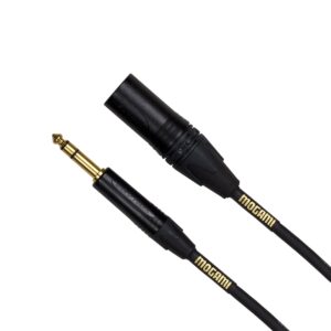 mogami gold trs-xlrm-06 balanced audio adapter cable, 1/4" trs male plug to xlr-male, gold contacts, straight connectors, 6 foot